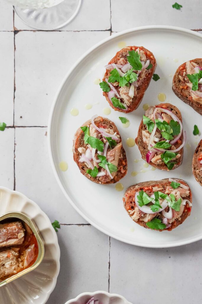 Sardines on Toast with Tomato and Red Onion - Encore & More